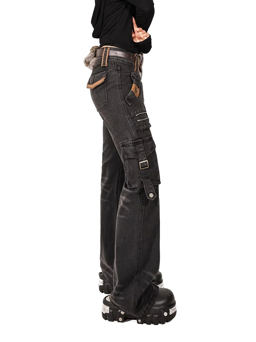 'Armored' Black Denim Cargo Jeans | DYSTOPIɅN ™️ – DYSTOPIɅN