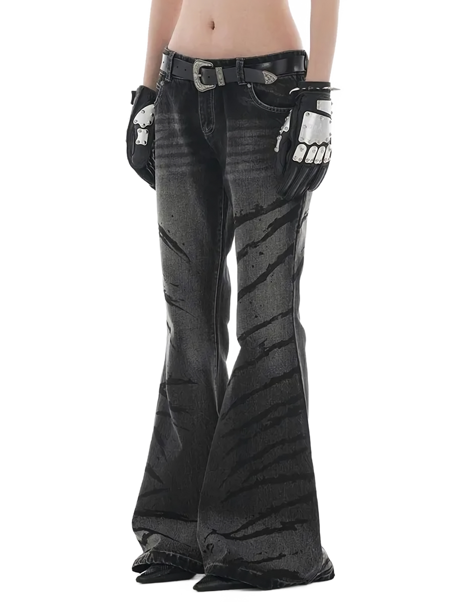 'Claw' Flare Leg Black Denim Jeans | DYSTOPIɅN ™️ – DYSTOPIɅN