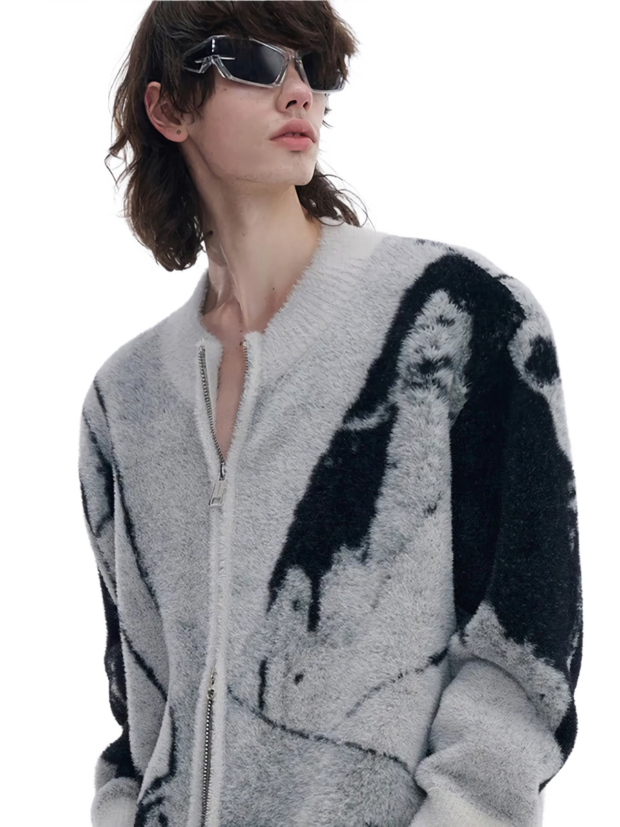 'Lupus' Dual Zip Knit Cardigan | DYSTOPIɅN ™️ – DYSTOPIɅN
