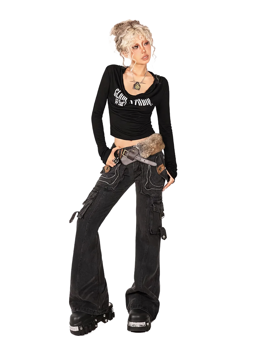 'Armored' Black Denim Cargo Jeans | DYSTOPIɅN ™️ – DYSTOPIɅN