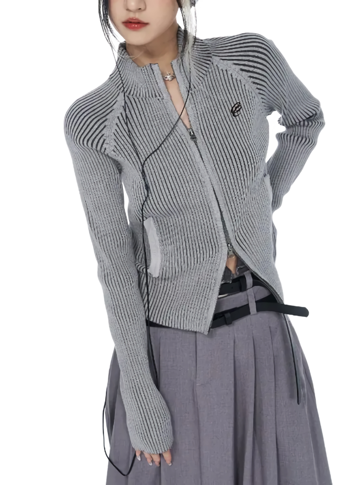 Chic Zip Up Knit Cardigan | DYSTOPIɅN ™️ – DYSTOPIɅN