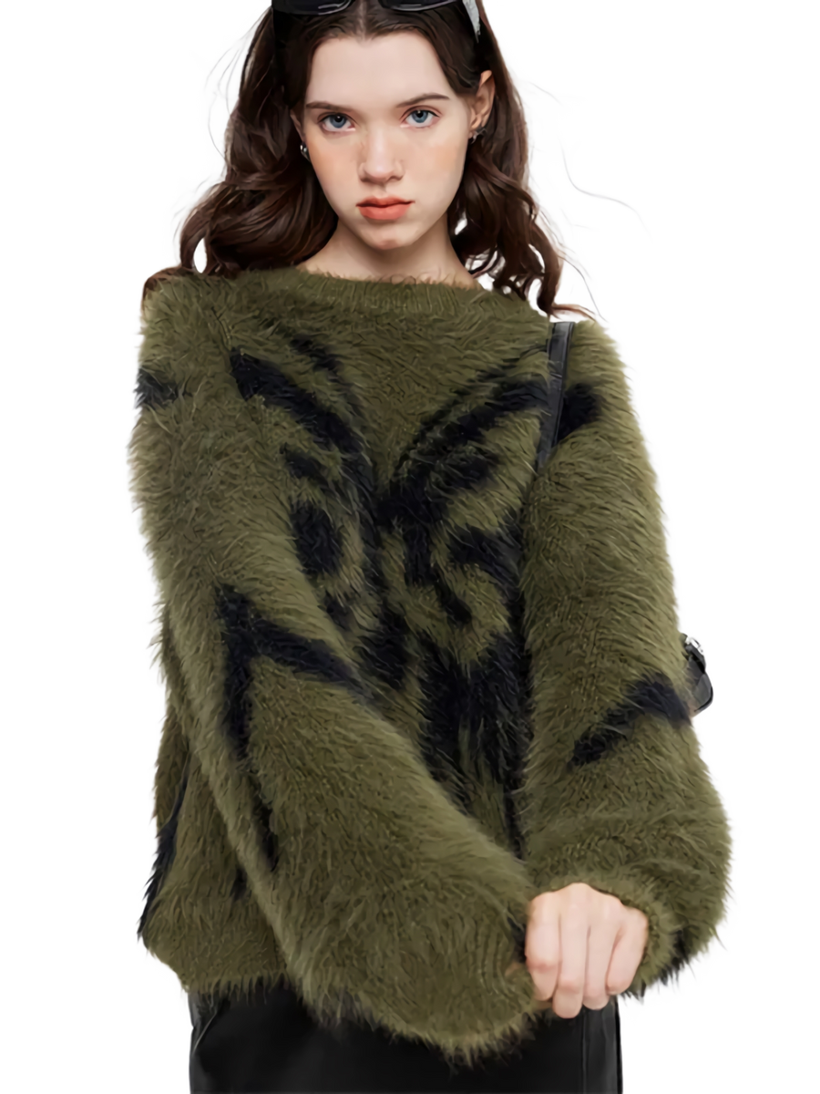 Chaos Theory Fuzzy Knit Sweater | DYSTOPIɅN ™️ – DYSTOPIɅN