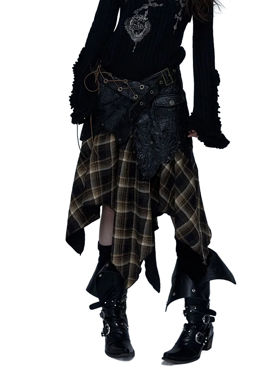 Rebel Threads Mid-Calf Patchwork Skirt | DYSTOPIɅN ™️ – DYSTOPIɅN