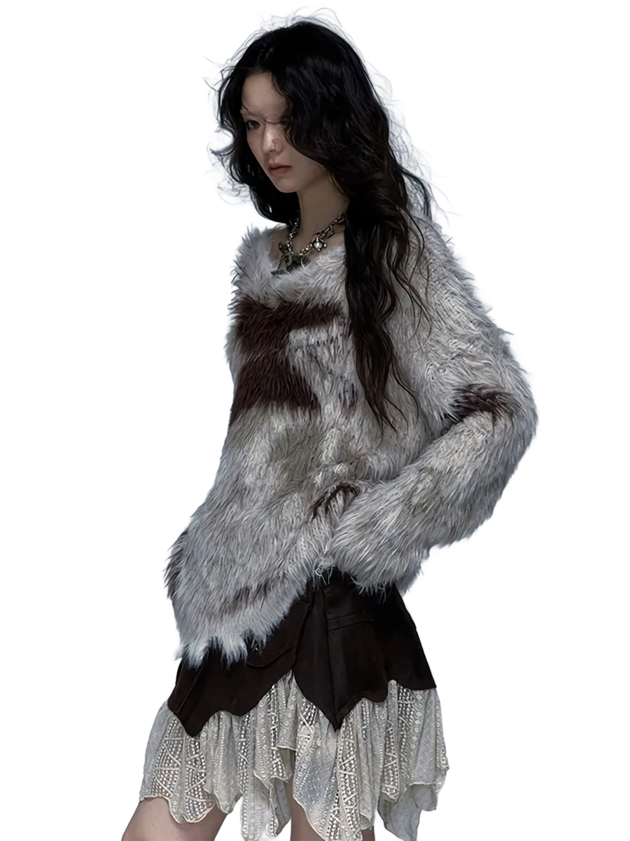 Abstract Furry Knit Sweater | DYSTOPIɅN ™️ – DYSTOPIɅN